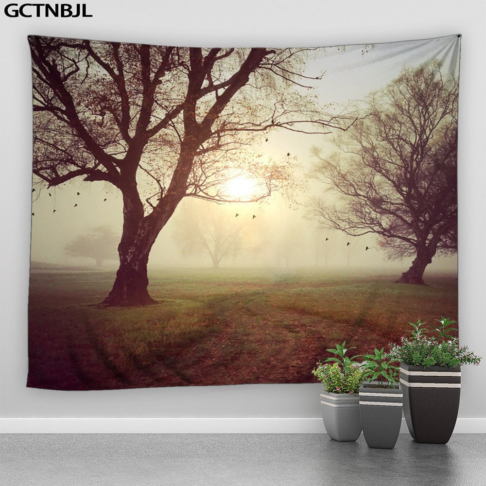 Fantasy Nature Landscape Wall Tapestry Birch Tree Forest Wall Cloth ...