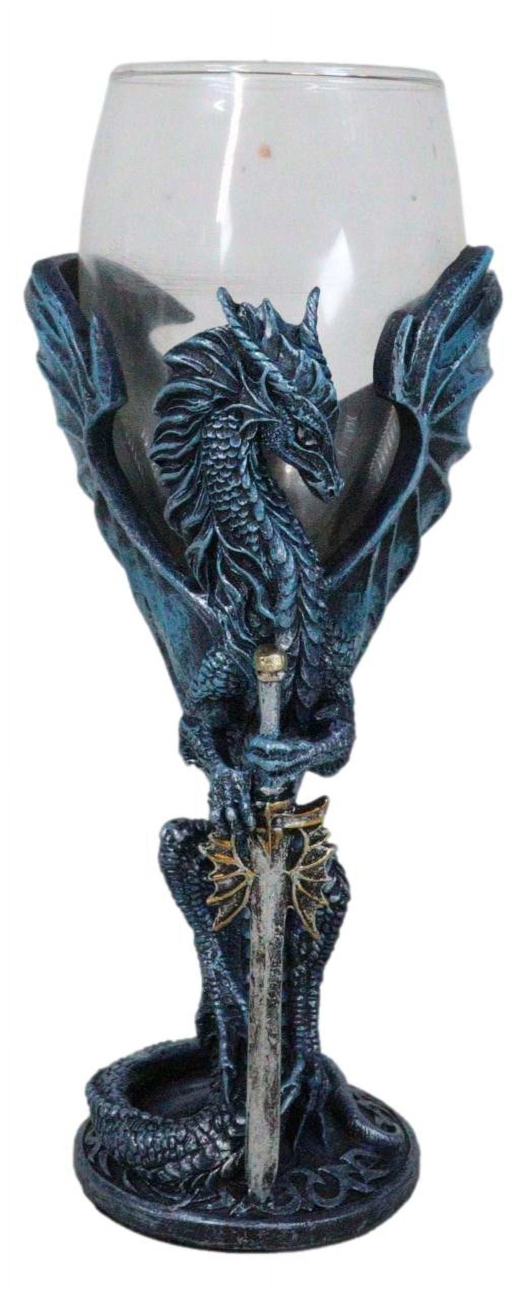 Fantasy Netherworld Blue Dragon Sea Blade Sword Glass Wine Goblet ...