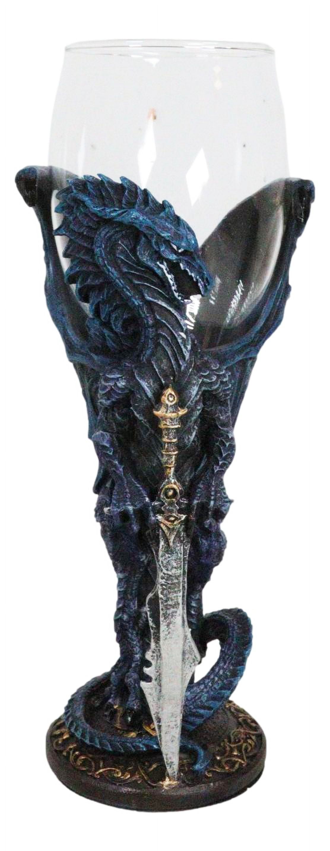 Fantasy Netherworld Blue Dragon Storm Blade Sword Glass Wine Goblet ...