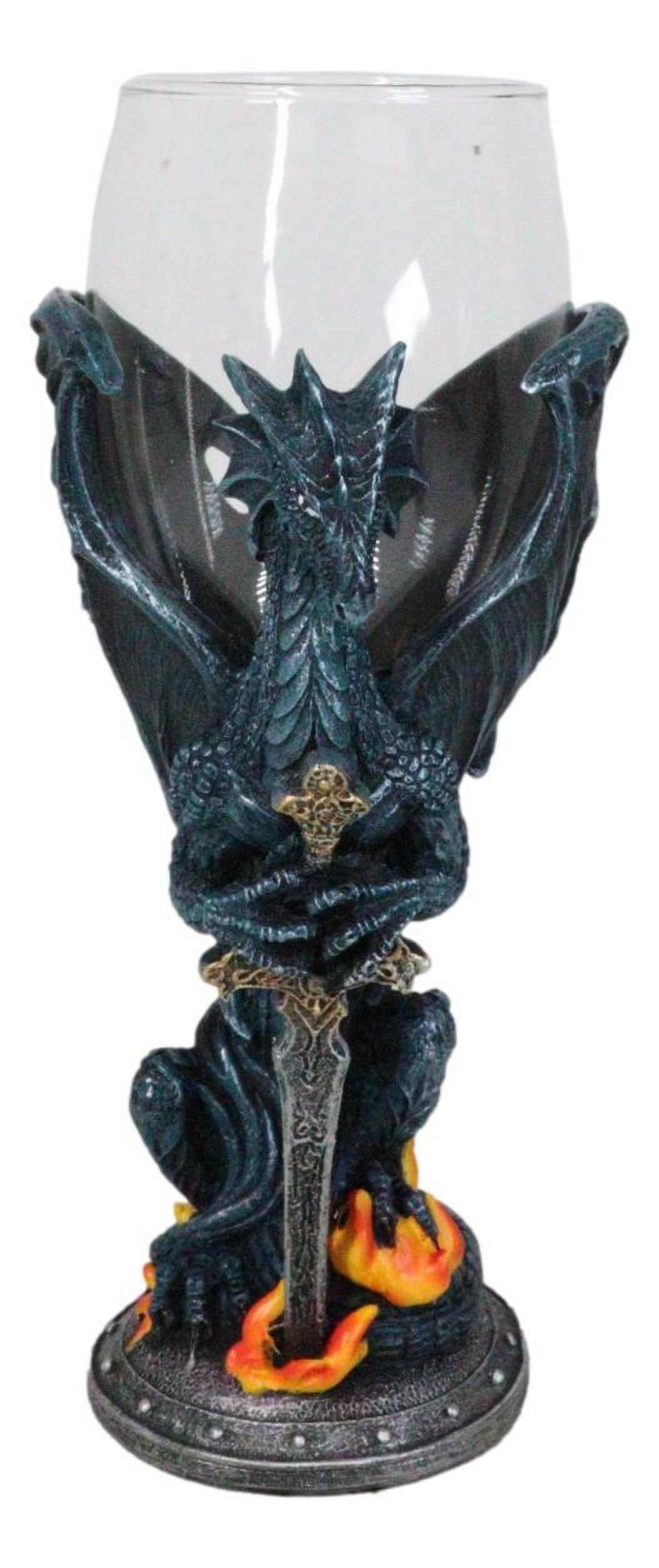 Fantasy Netherworld Fire Dragon Excalibur Blade Sword Glass Wine Goblet ...