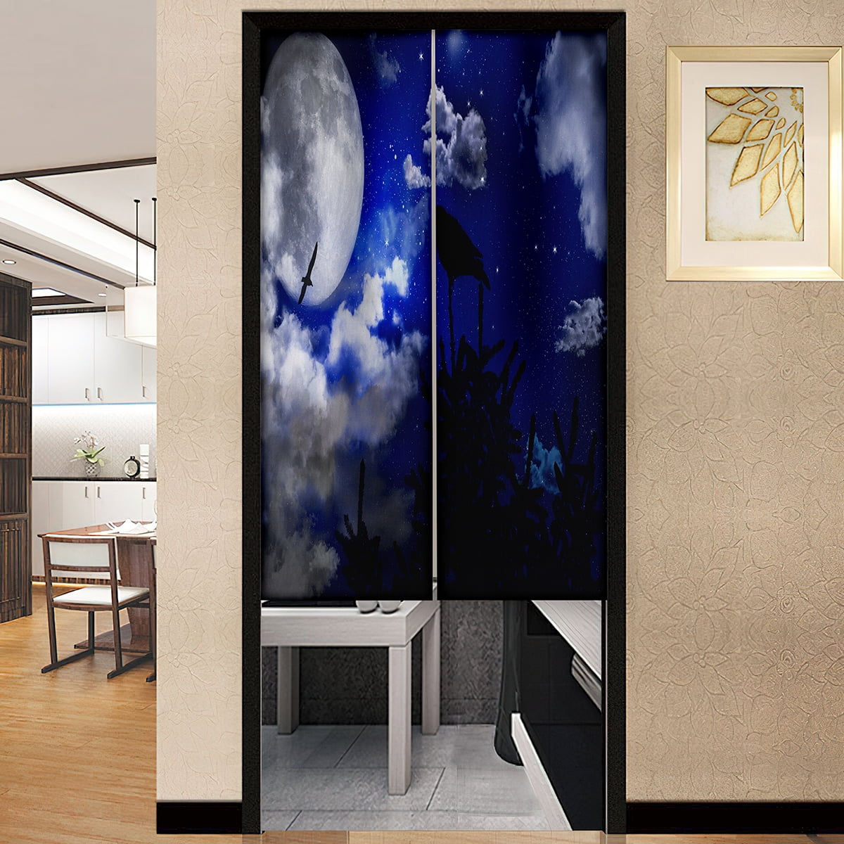 Fantasy Night Clouds Moonlight Door Curtain No Punching Partition ...
