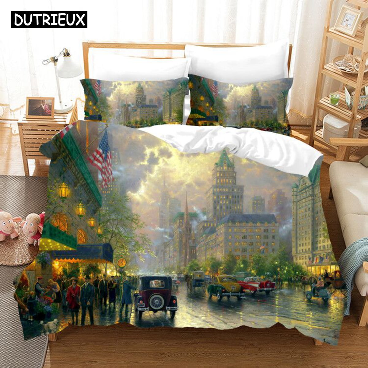 Fantasy Oil Painting Bedding Set Bridge Scery Duvet Cover Set Bedroom ...