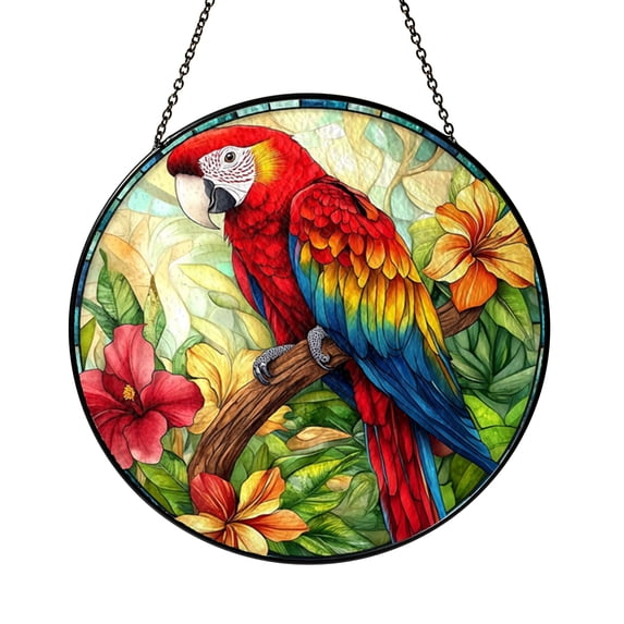 Fantasy Parrot Stained Glass Style Suncatcher - Vibrant Bird Window ...