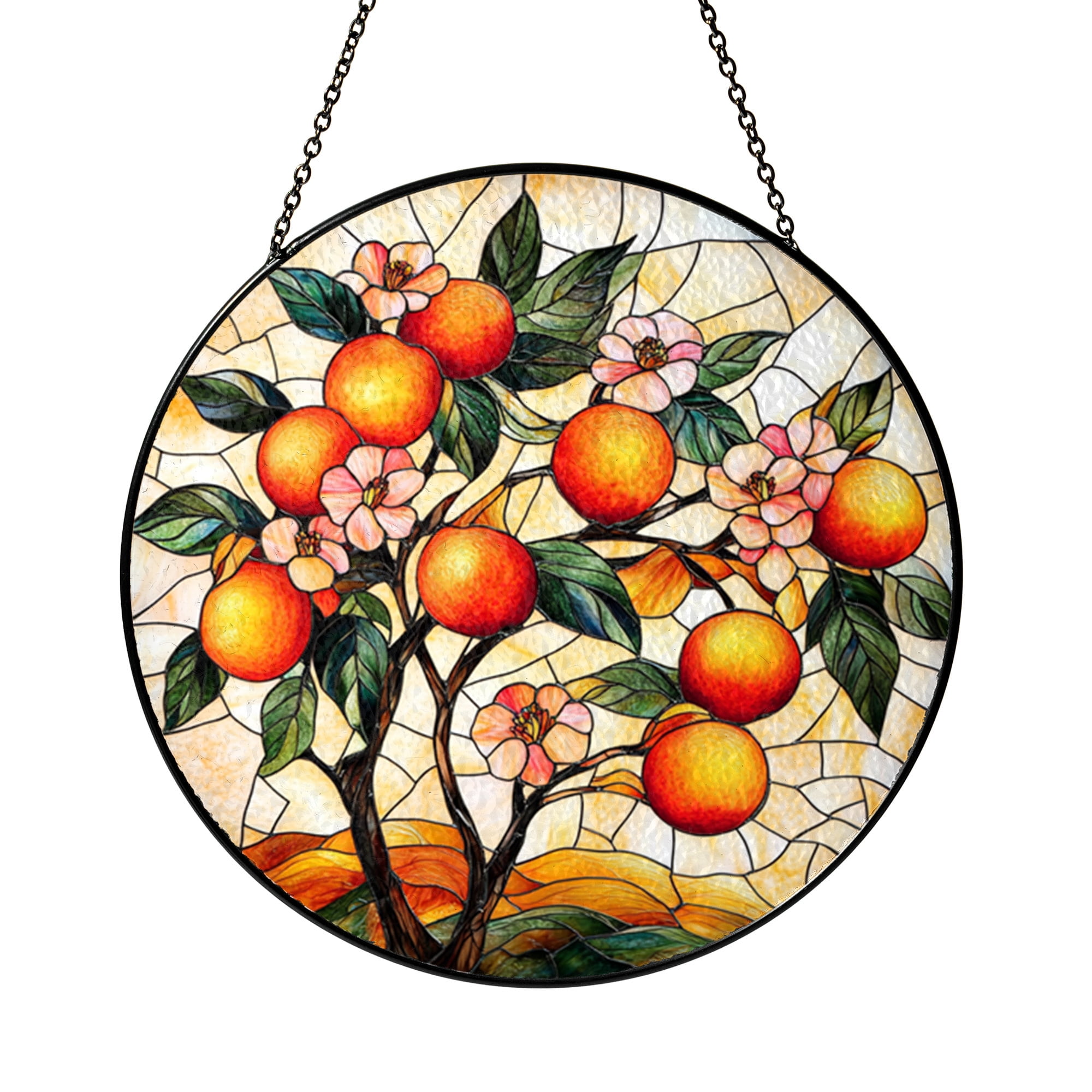 Fantasy Peach Orchard Stained Glass Window Suncatcher – Handmade Summer ...