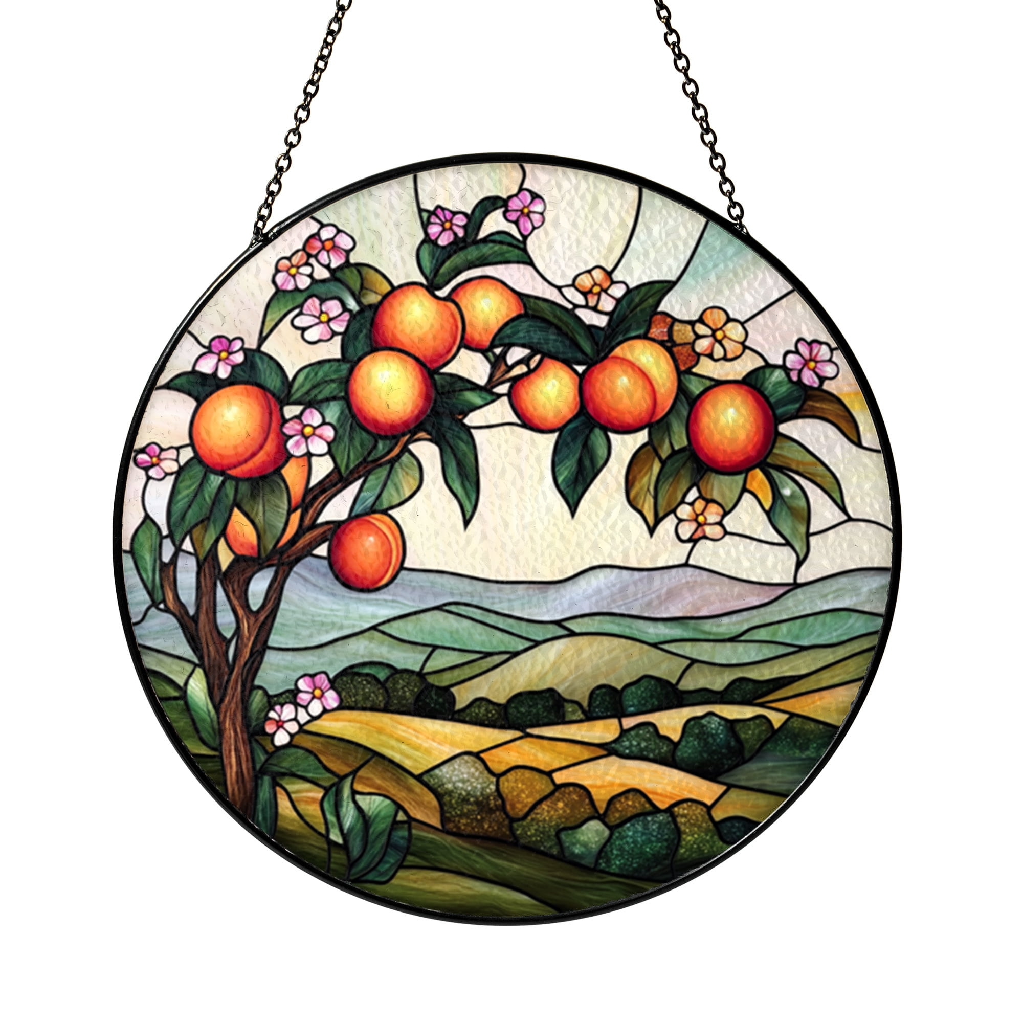 Fantasy Peaches Stained Glass Window Decor – Handmade Summer Orchard ...
