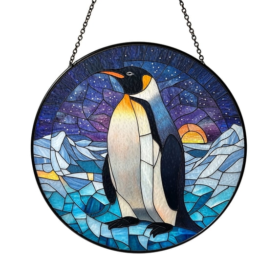 Fantasy Penguin Stained Glass Style Window Suncatcher, Winter Animal ...