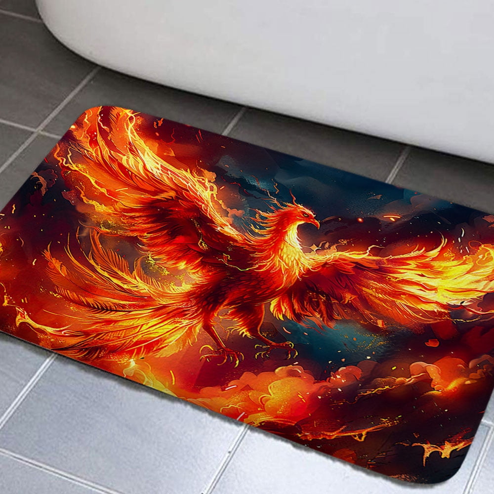 Fantasy Phoenix Bathroom Rugs for Men, Bird Non-Slip Bath Rugs Phoenix ...