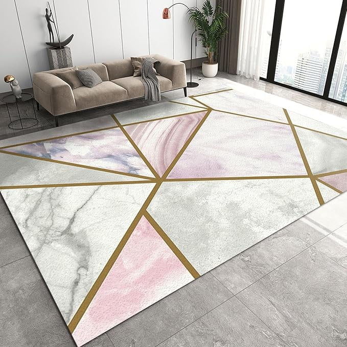 Fantasy Pink Purple Gold Geometry Area Rugs For Living Room, Luxury ...