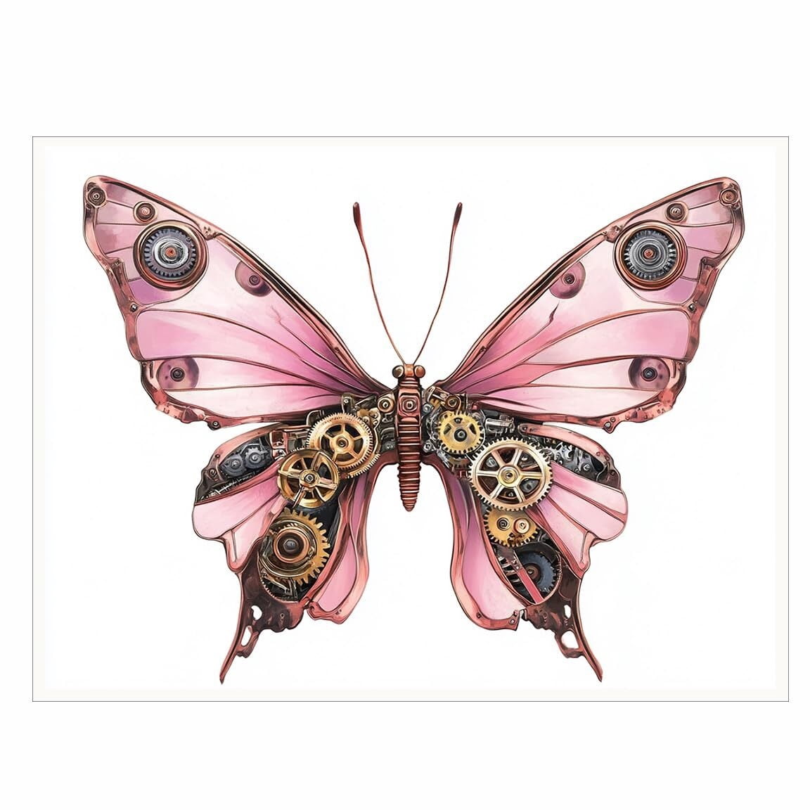 Fantasy Pink Steampunk Butterfly Canvas Poster Mechanical Wings with ...