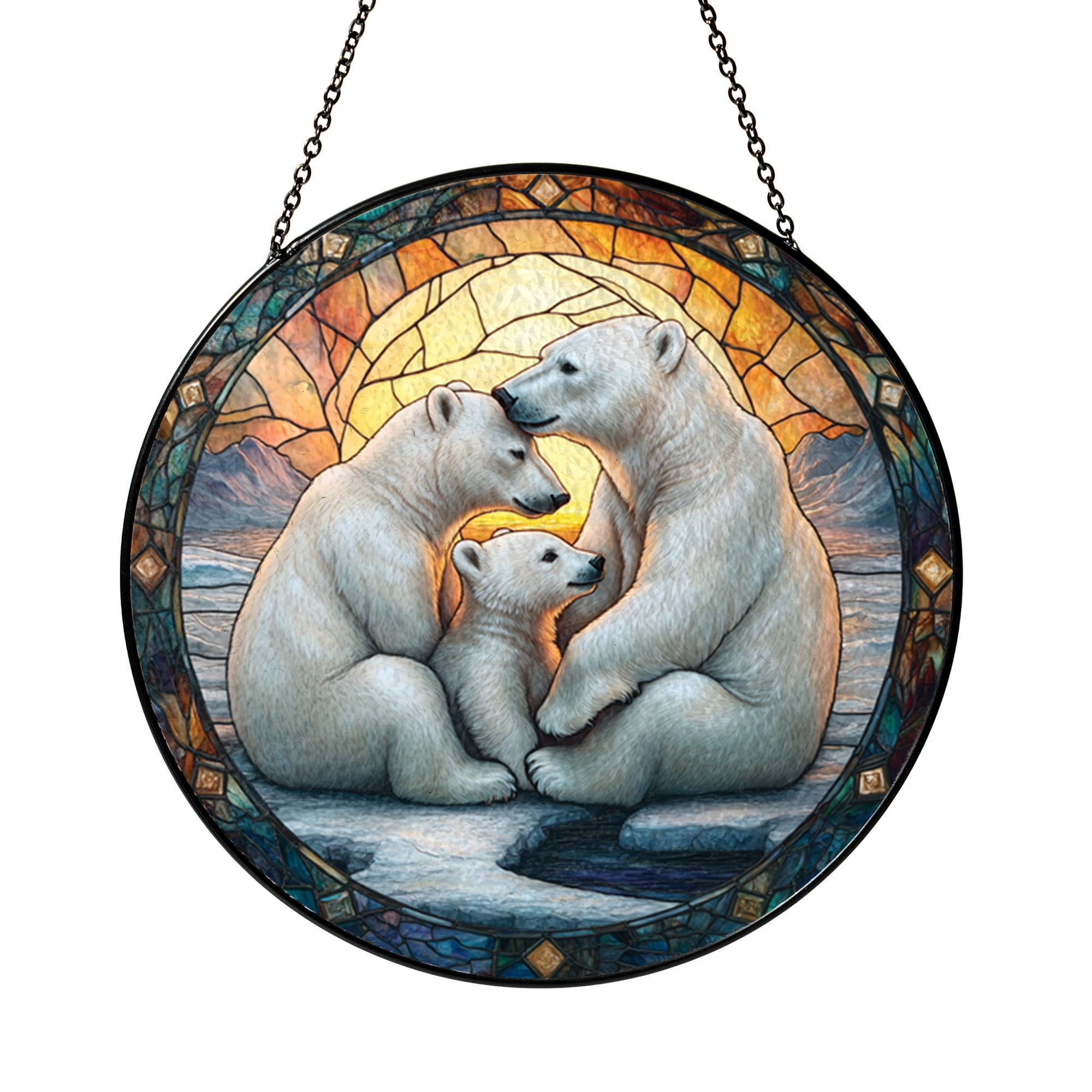 Fantasy Polar Bear Stained Glass Style Window Suncatcher, Winter Animal ...