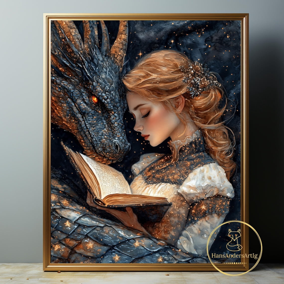 Fantasy Poster Dragon Fairy Tale Book Wall Decor Dark Cottagecore Wall ...