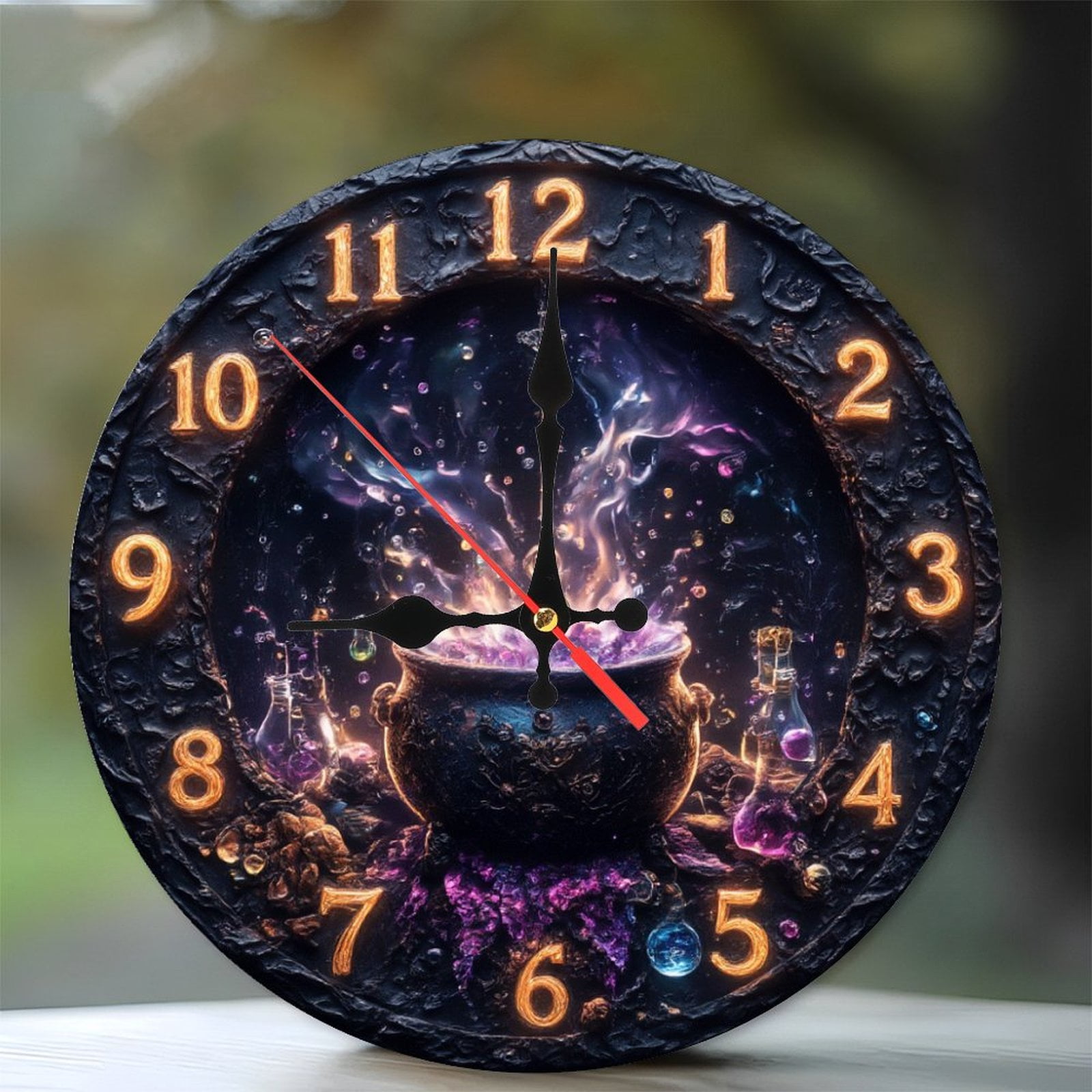 Fantasy Potion Clock Wall Decor Gothic Home Decor 10-Inch Silent Wooden ...