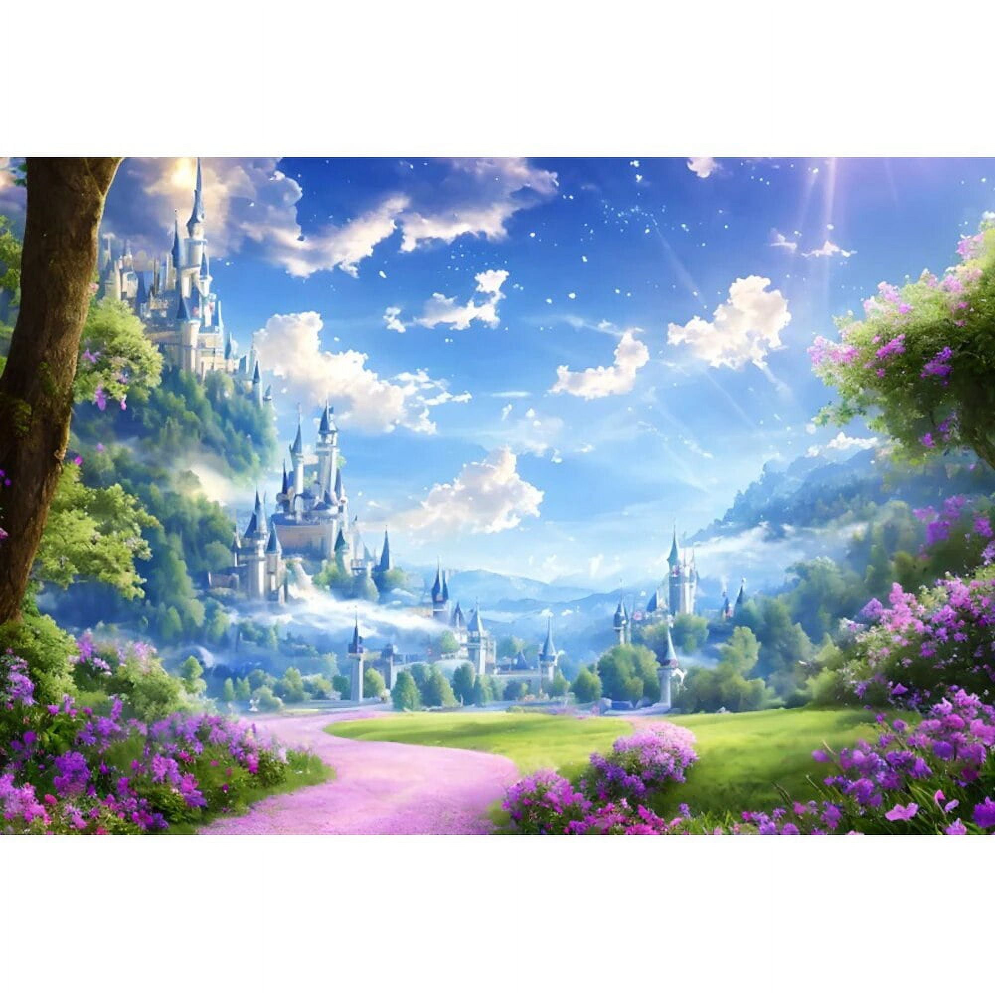 Fantasy Princess Castle Backdrop Rainforest Botanical Background Blue ...