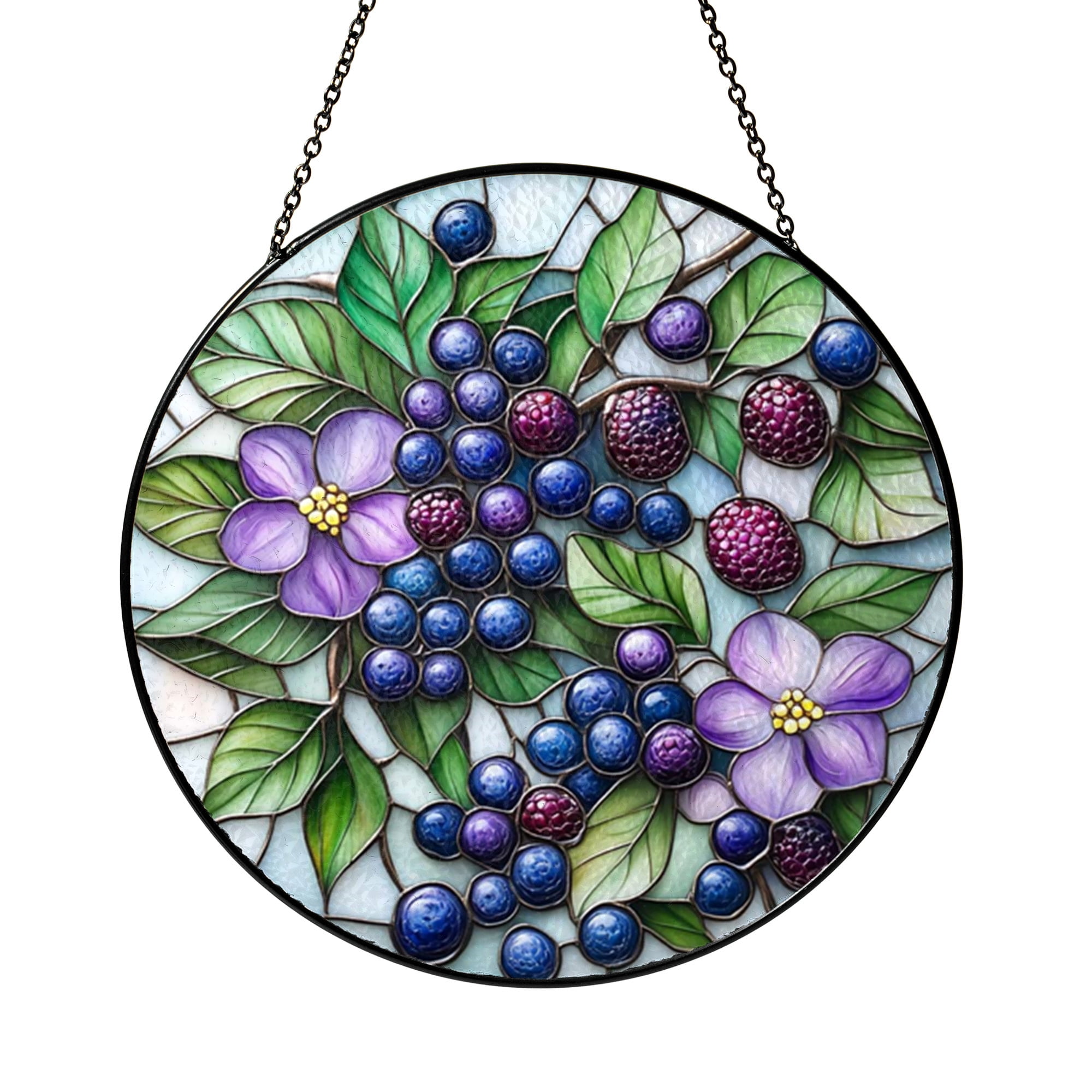 Fantasy Purple Blue Flower Stained Glass Window Decor Hanging Art ...