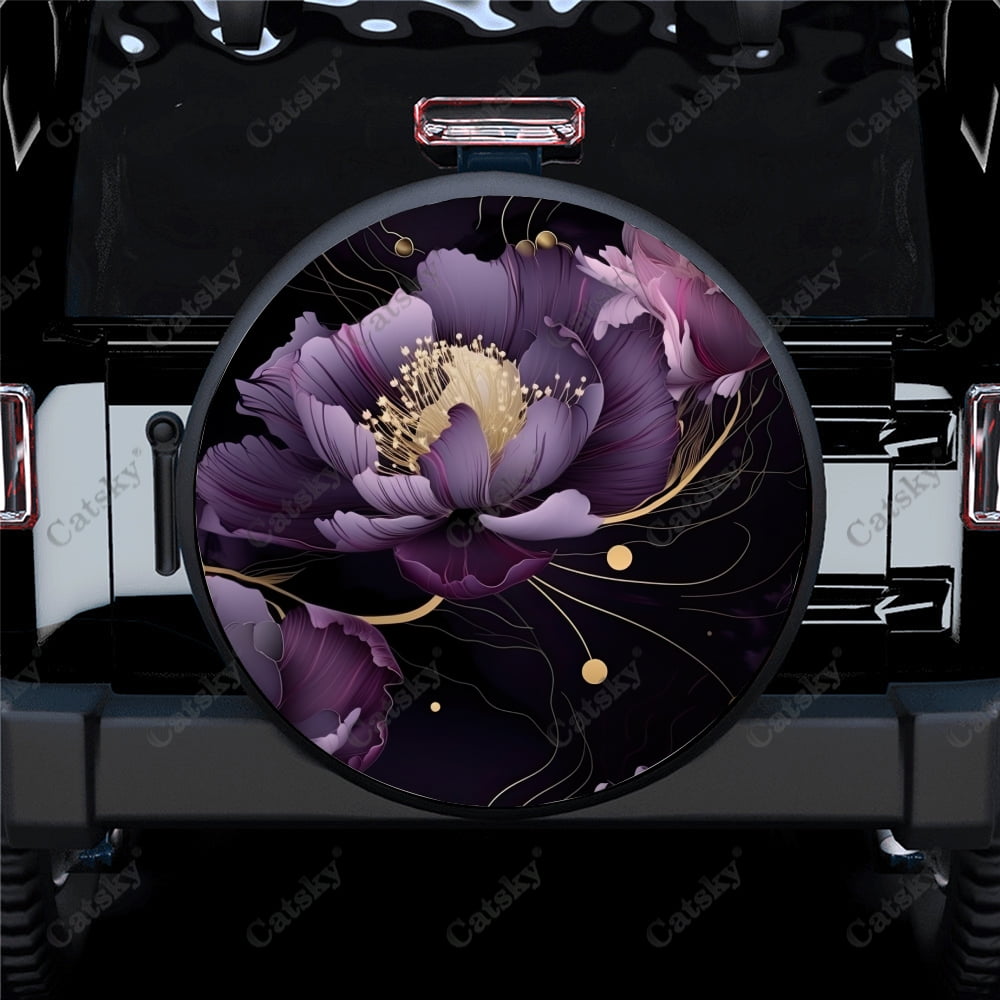 Fantasy Purple Flower Polyester Universal Spare Wheel Tire Cover Custom ...