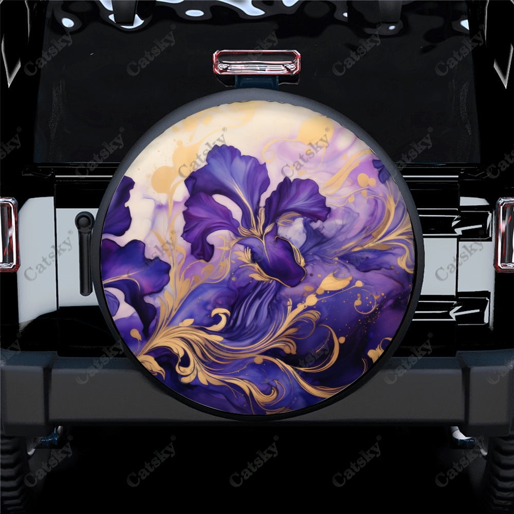 Fantasy Purple Flower Polyester Universal Spare Wheel Tire Cover Custom ...