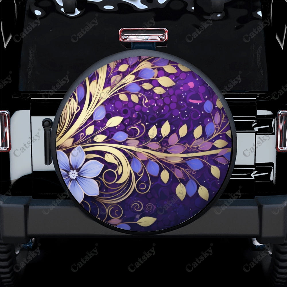 Fantasy Purple Flower Polyester Universal Spare Wheel Tire Cover Custom ...