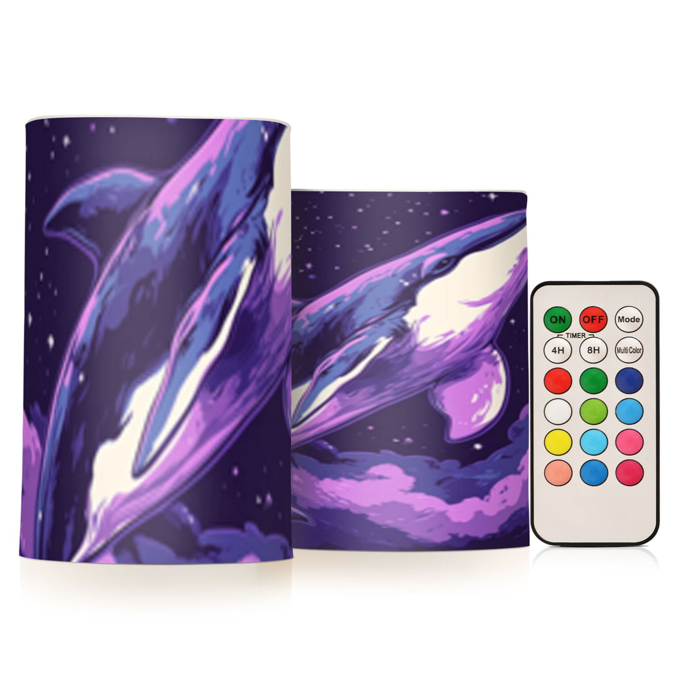 Fantasy Purple Whale Flickering Flameless Candles Battery Operated with ...