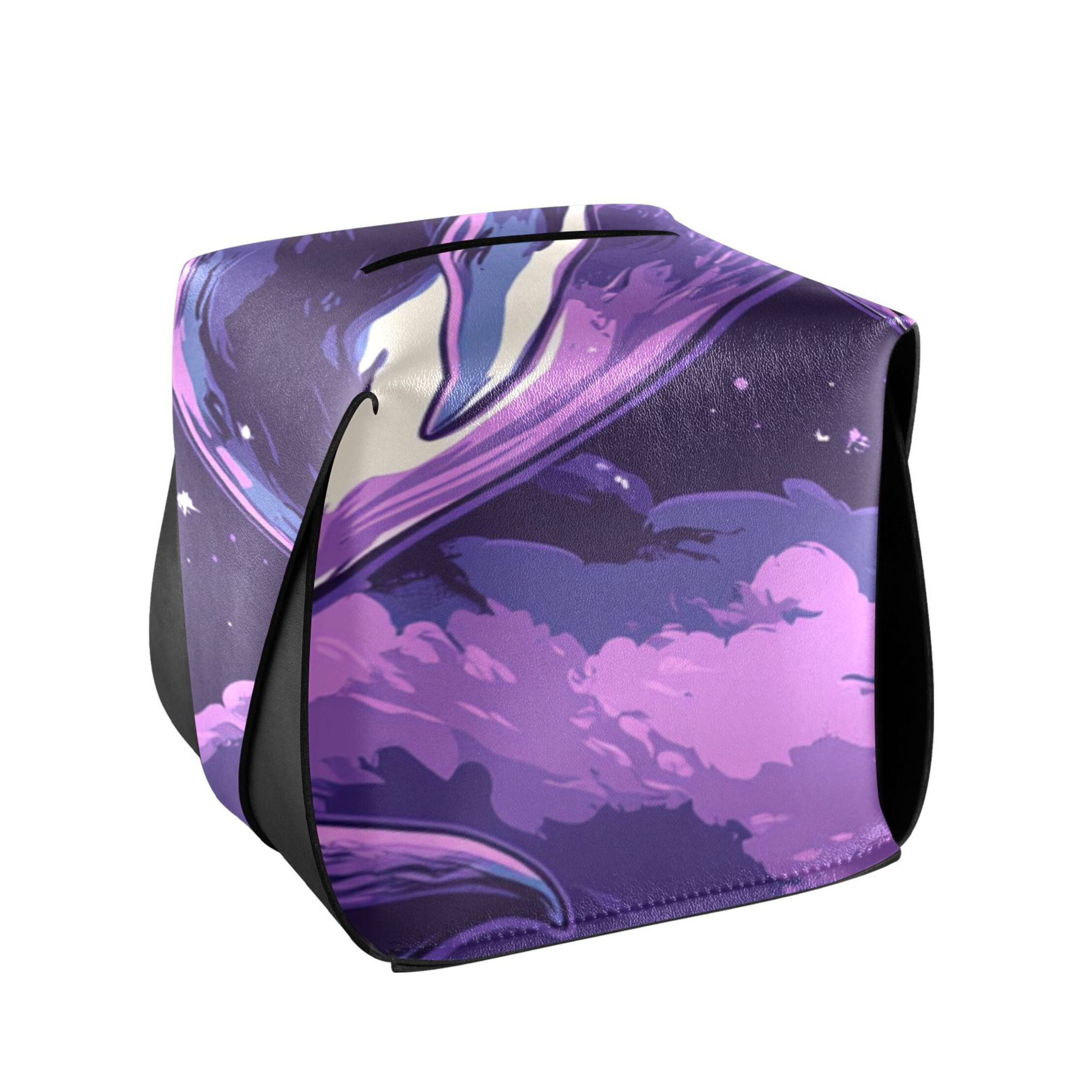 Fantasy Purple Whale Tissue Box Cover Leather Square Rectangle Tissue ...