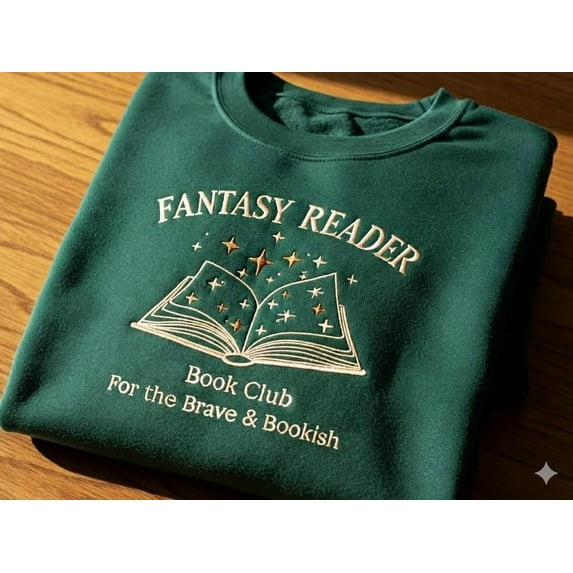 Fantasy Reader Book Club Embroidered Sweatshirt, Embroidery Bookish ...