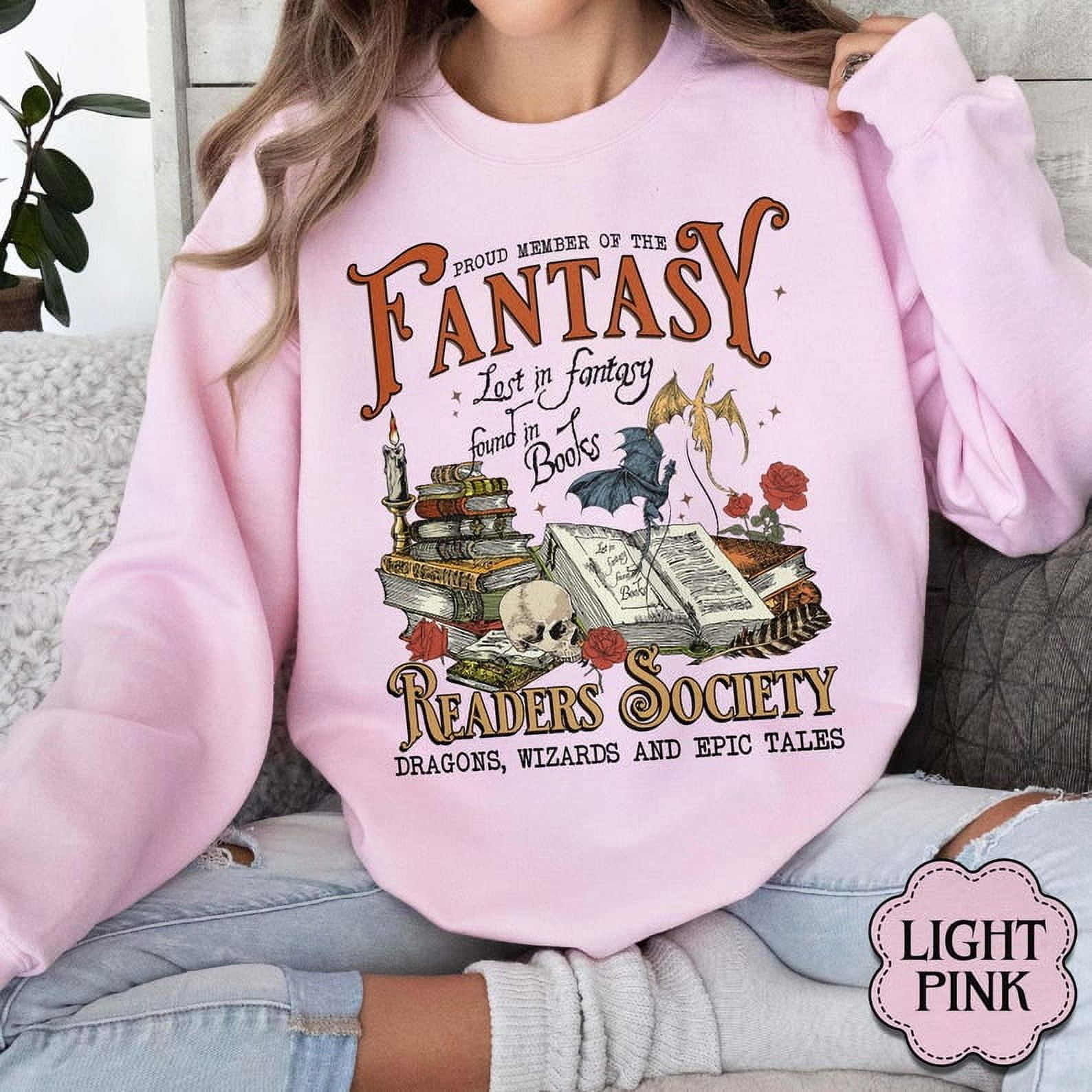 Fantasy Readers Book Club Sweatshirt, Dragons Fantasy Reader Shirt ...