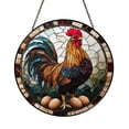 Fantasy Rooster and Chicken Stained Glass Style Suncatcher, Farmhouse ...