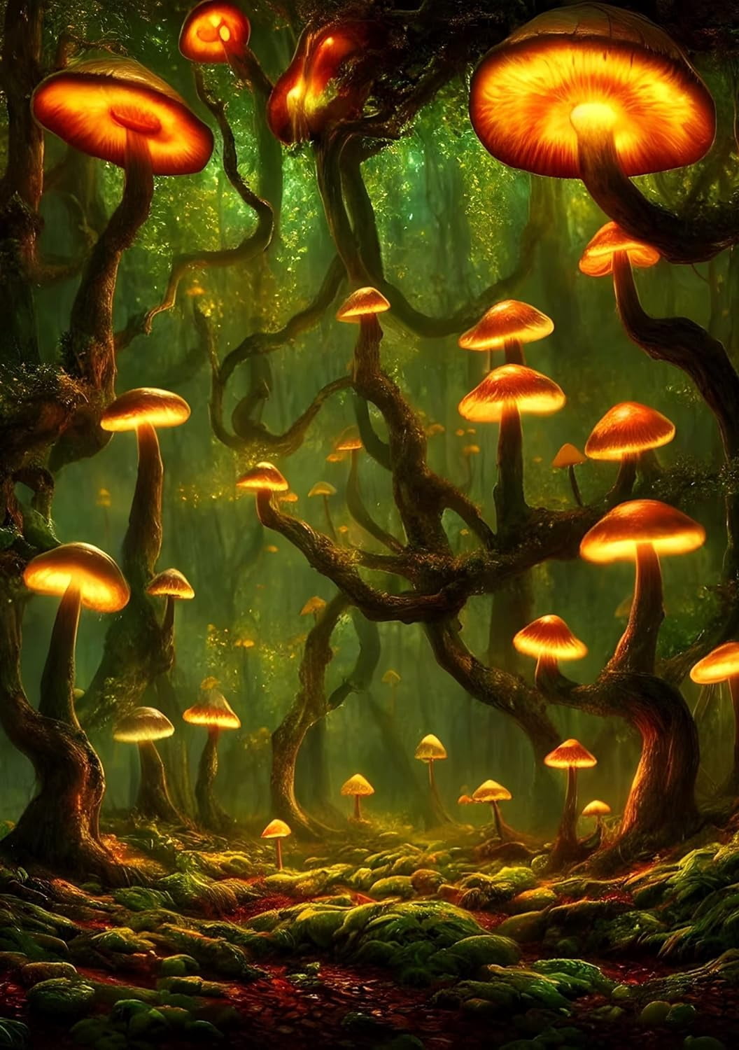 Fantasy Scenery with Luminous Mushrooms Garden Yard Flag 28 x 40 Inch ...