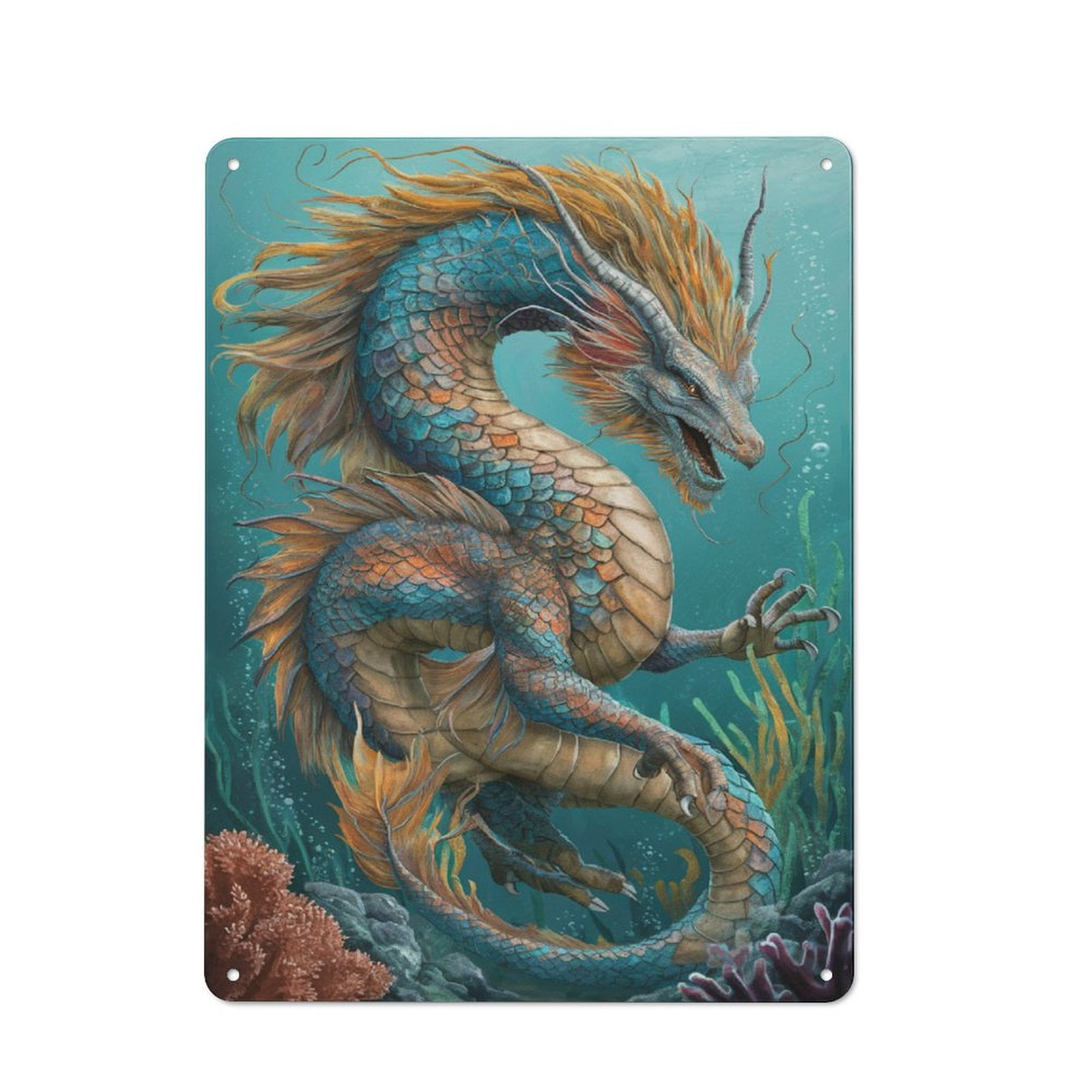 Fantasy Sea Dragon 4 Metal Tin Sign - Durable Aluminum Wall Art for ...