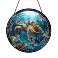 Fantasy Sea Turtle Stained Glass Window Decor – Handmade Round Hanging ...