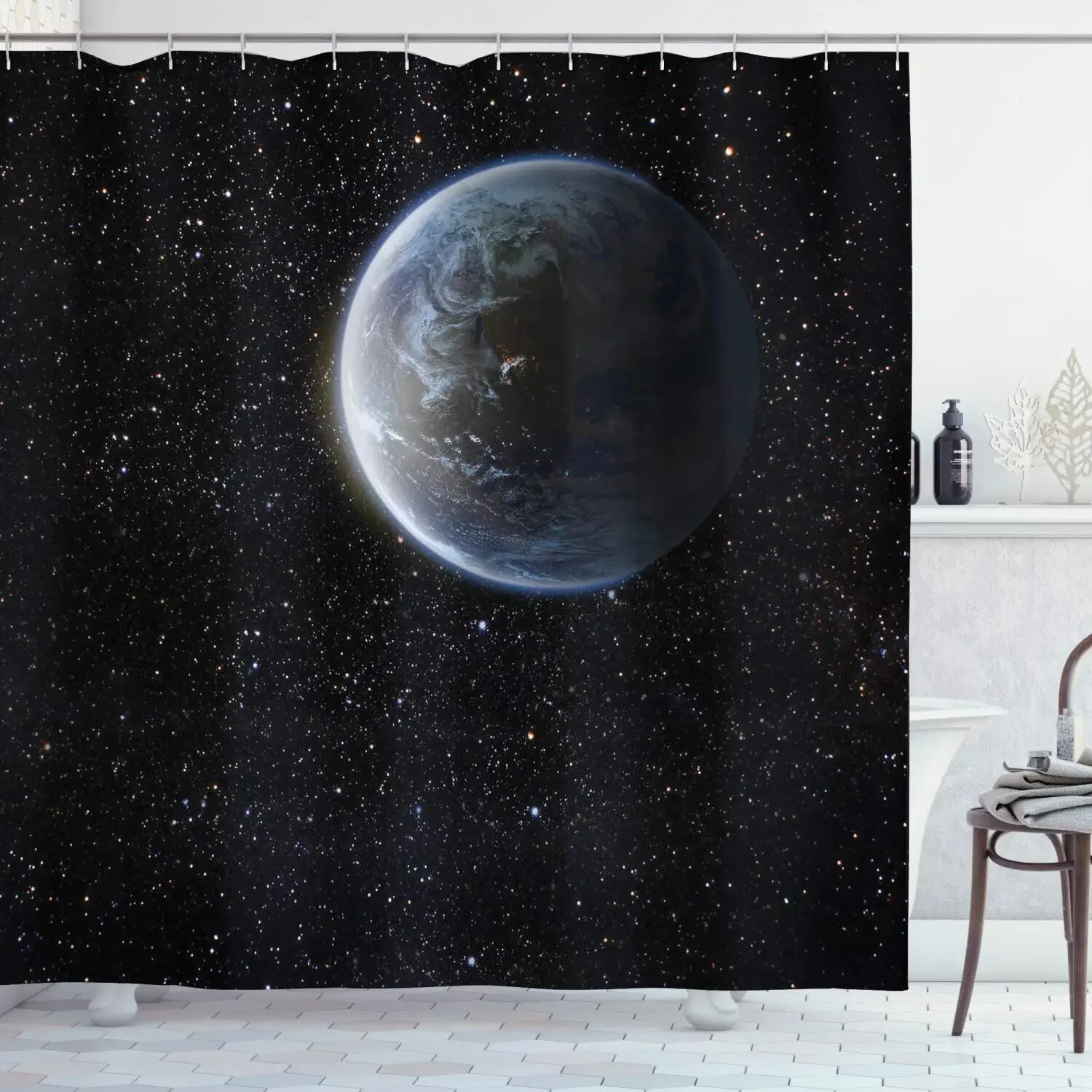 Fantasy Shower Curtain Water Night View Dark Clouds Stars Moonlight ...