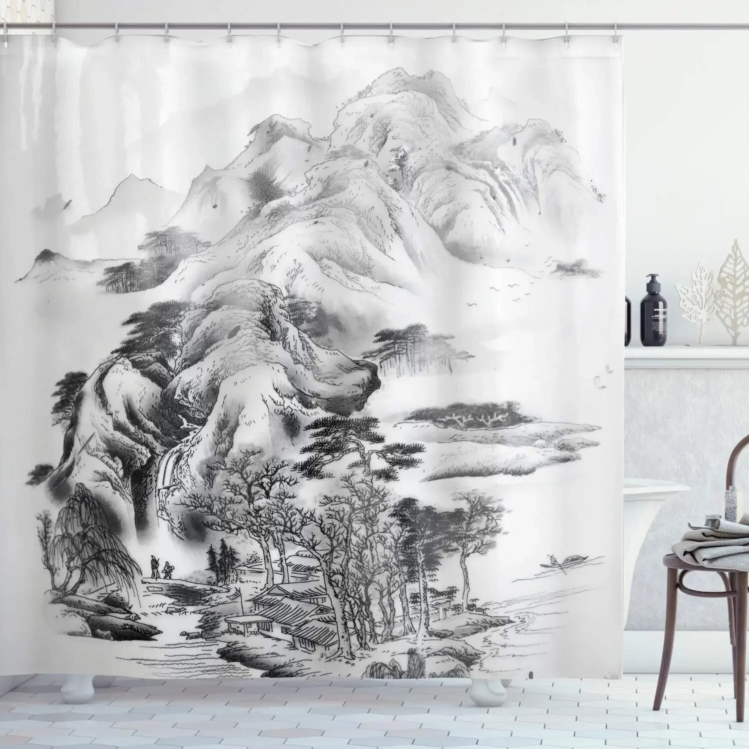 Fantasy Shower Curtain Water Night View Dark Clouds Stars Moonlight ...