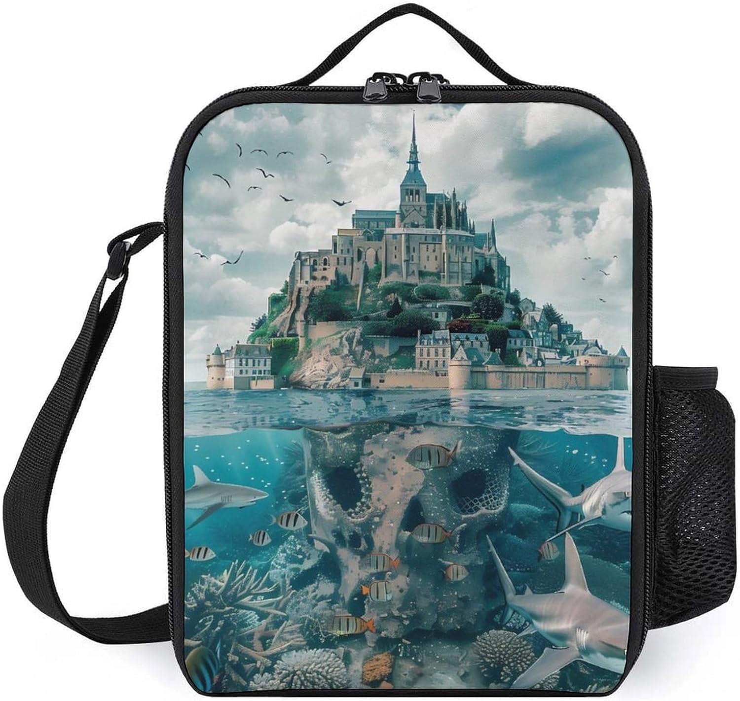 Fantasy Skull Island Sharks Insulated Lunch Bag Portable Lunch Box ...