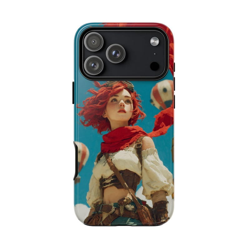 Fantasy Sky Pirate Airship Girl Adventure Case with iPhone 17 to 11 Pro ...