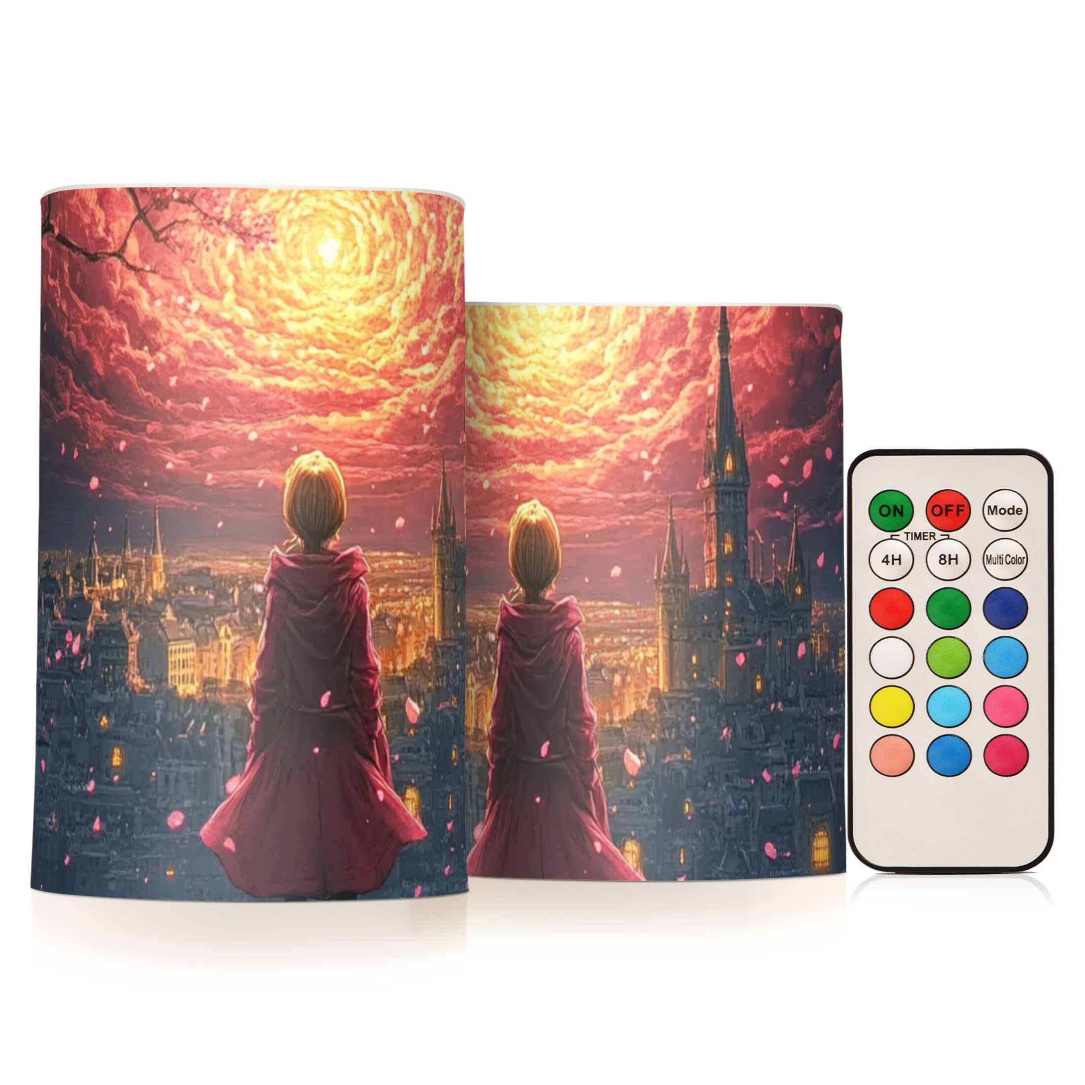 Fantasy Sky and Girl Flickering Flameless Candles Battery Operated with ...
