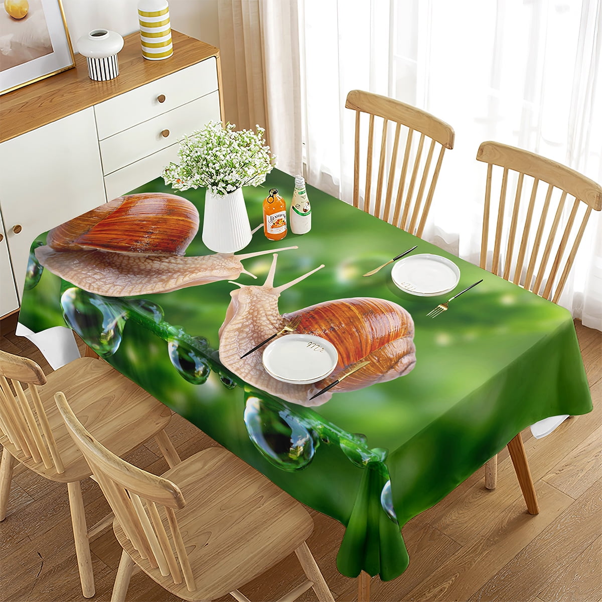Fantasy Snail Tablecloth Cute Cartoon Animals Rectangle Table Cover ...