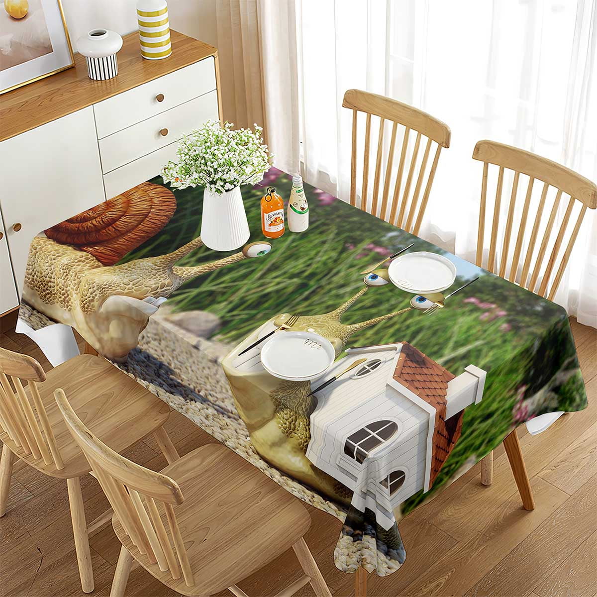 Fantasy Snail Tablecloth Cute Cartoon Animals Rectangle Table Cover ...