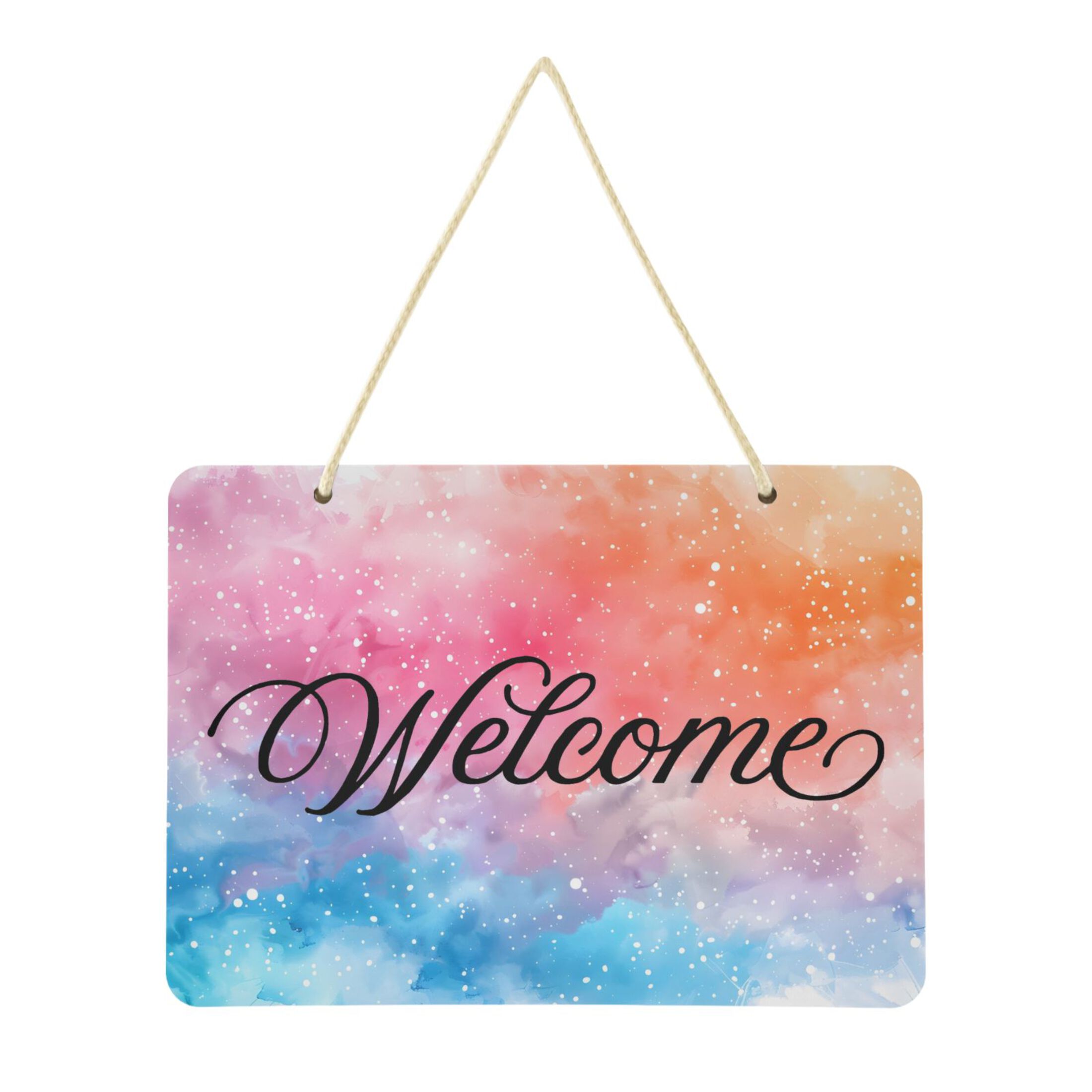 Fantasy Space Galaxy Welcome Sign Front Door PVC 14x10 inch Hanger ...