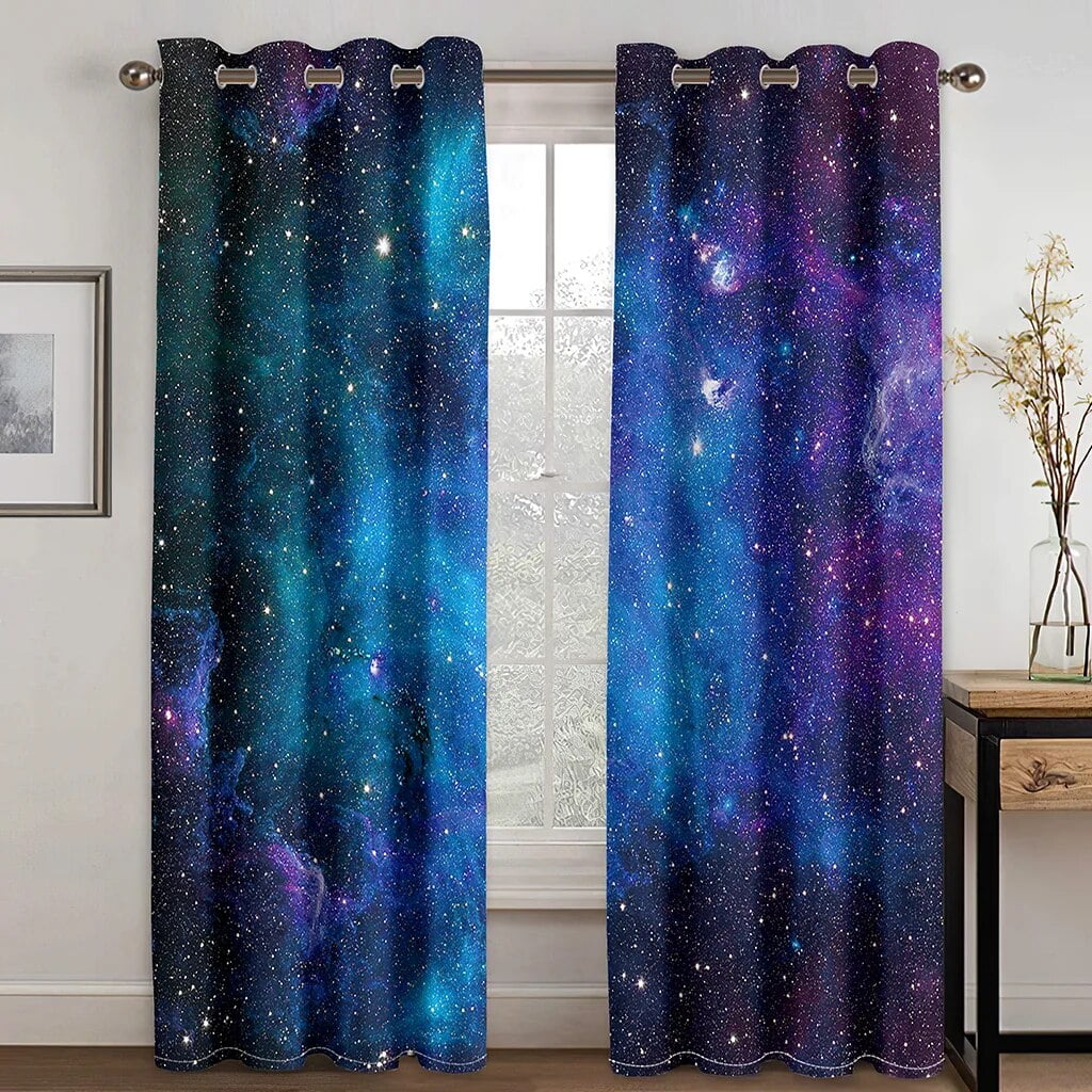Fantasy Starry Sky Half Moon Landscape Pattern Living Room Bedroom ...