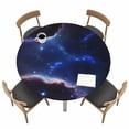 Fantasy Stars Round Fitted Tablecloth with Elastic Edge Dark Blue Sky ...