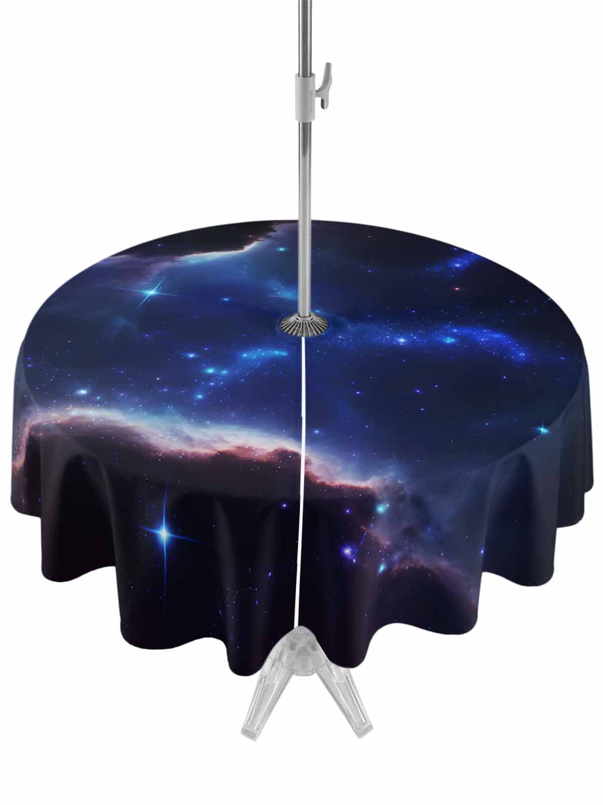Fantasy Stars Round Outdoor Tablecloth with Umbrella Hole Dark Blue Sky ...
