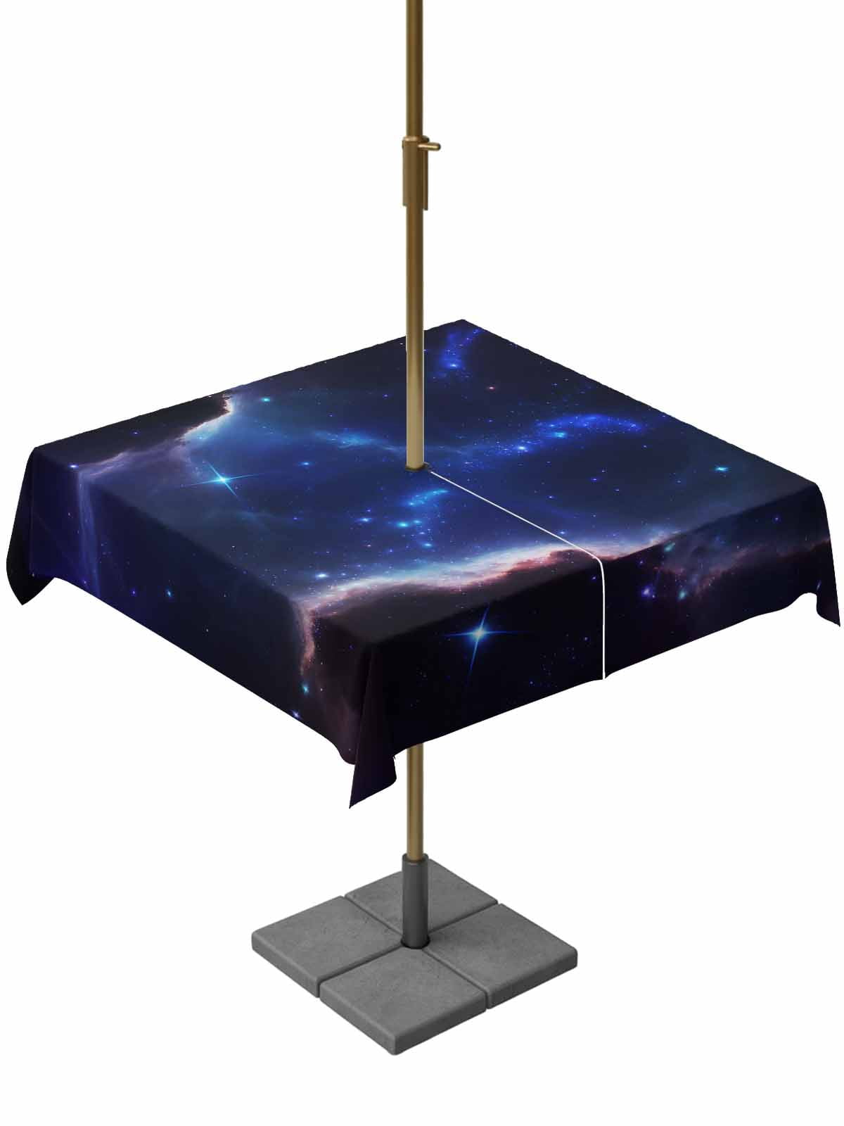 Fantasy Stars Square Outdoor Tablecloth with Umbrella Hole Dark Blue ...