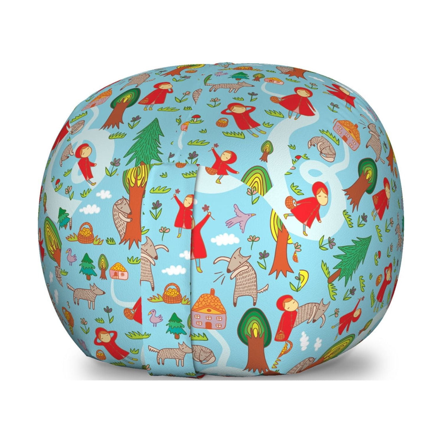 Fantasy Storage Toy Bag Chair, Red Riding Hood Tale Themed Illustration ...