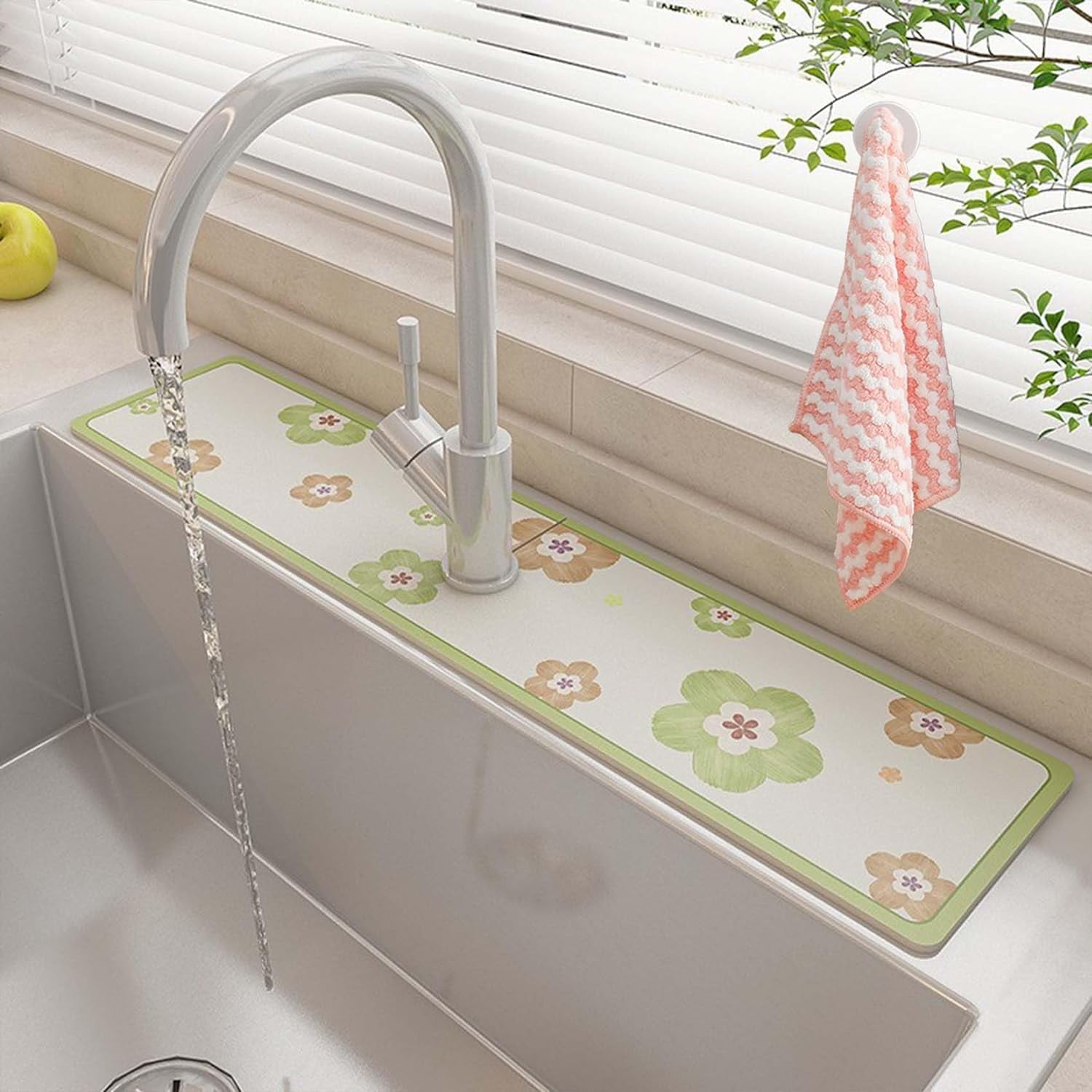 Fantasy Style Faucet Draining Mat, Floral Sink Faucet Mat, Kitchen Sink ...
