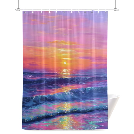 Fantasy Sunset Shower Curtains for Bathroom, Dreamy Coastal Modern ...
