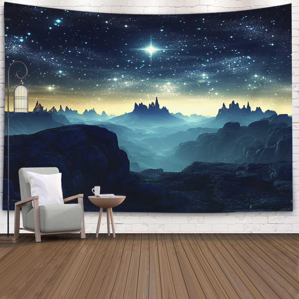 waicvis Fantasy Tapestry Mountains under Starry Sky 60X40 Inch Small ...