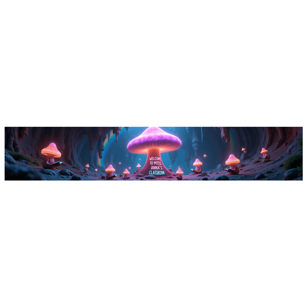 Fantasy Themed Magical Mushroom Backdrop Banner Welcome to Miss Annas ...