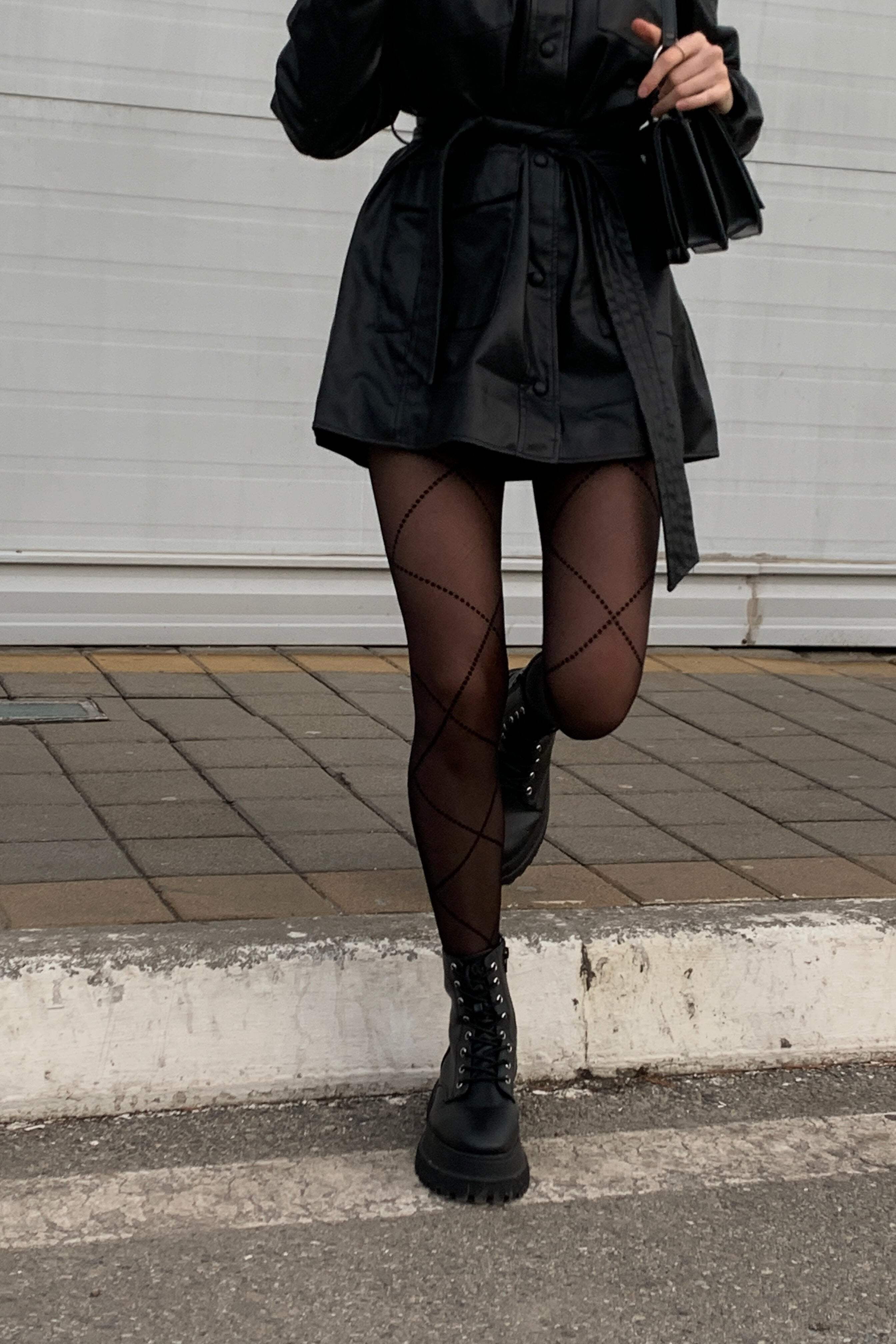 Fantasy Tights Conte Galerie - Lace-Up Imitation - Walmart.com