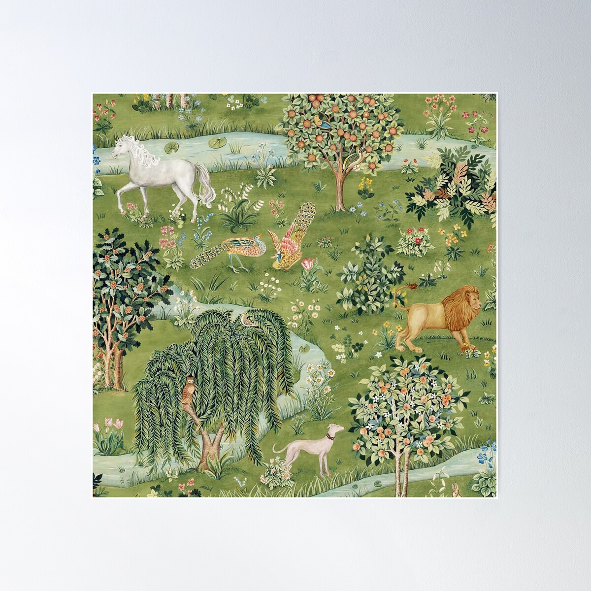 Fantasy Valley Brook Vintage Pattern Poster Wall Art, Modern Wall Decor ...