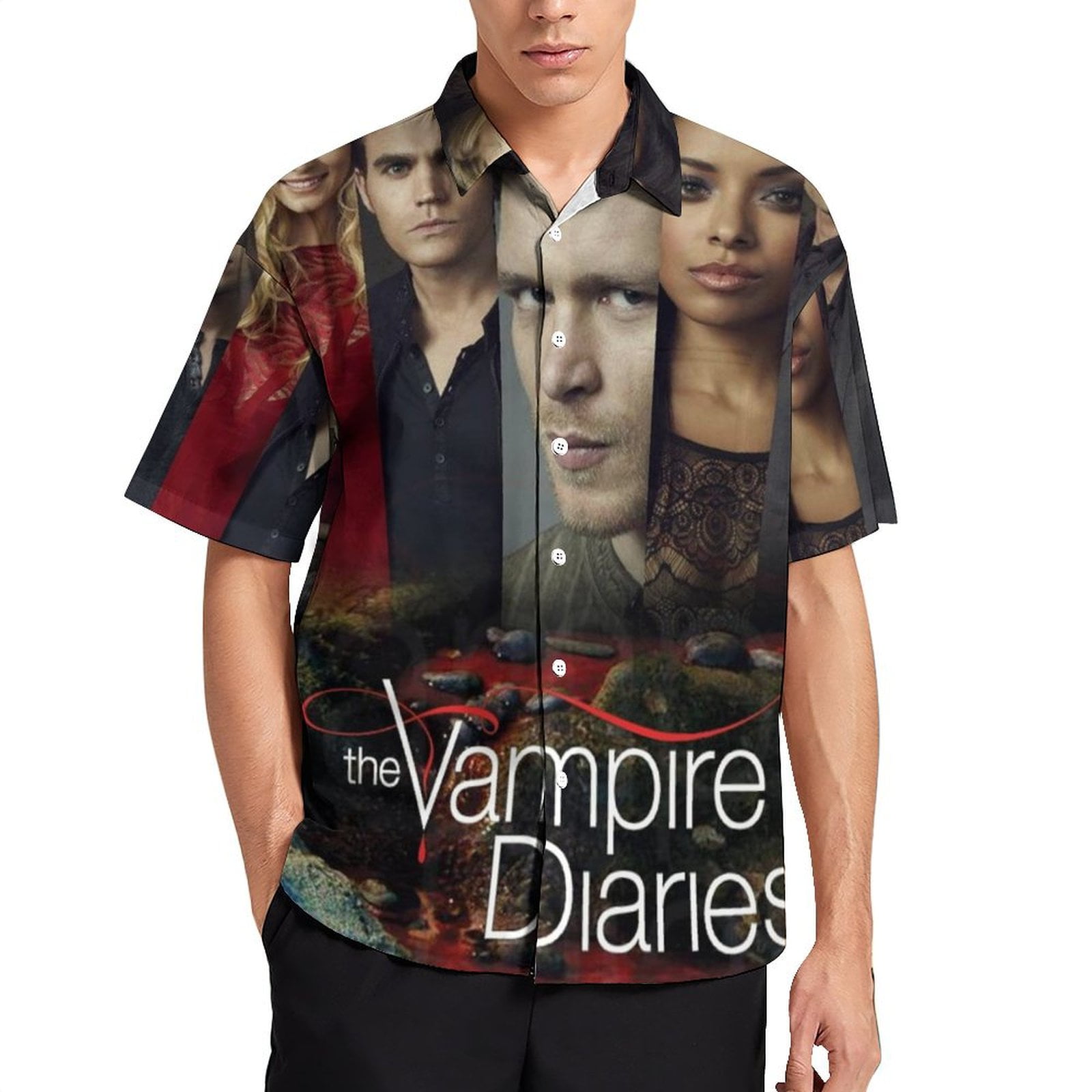 Fantasy Vampire Diaries Men's Button-Down Shirts Daily Casual Beach ...