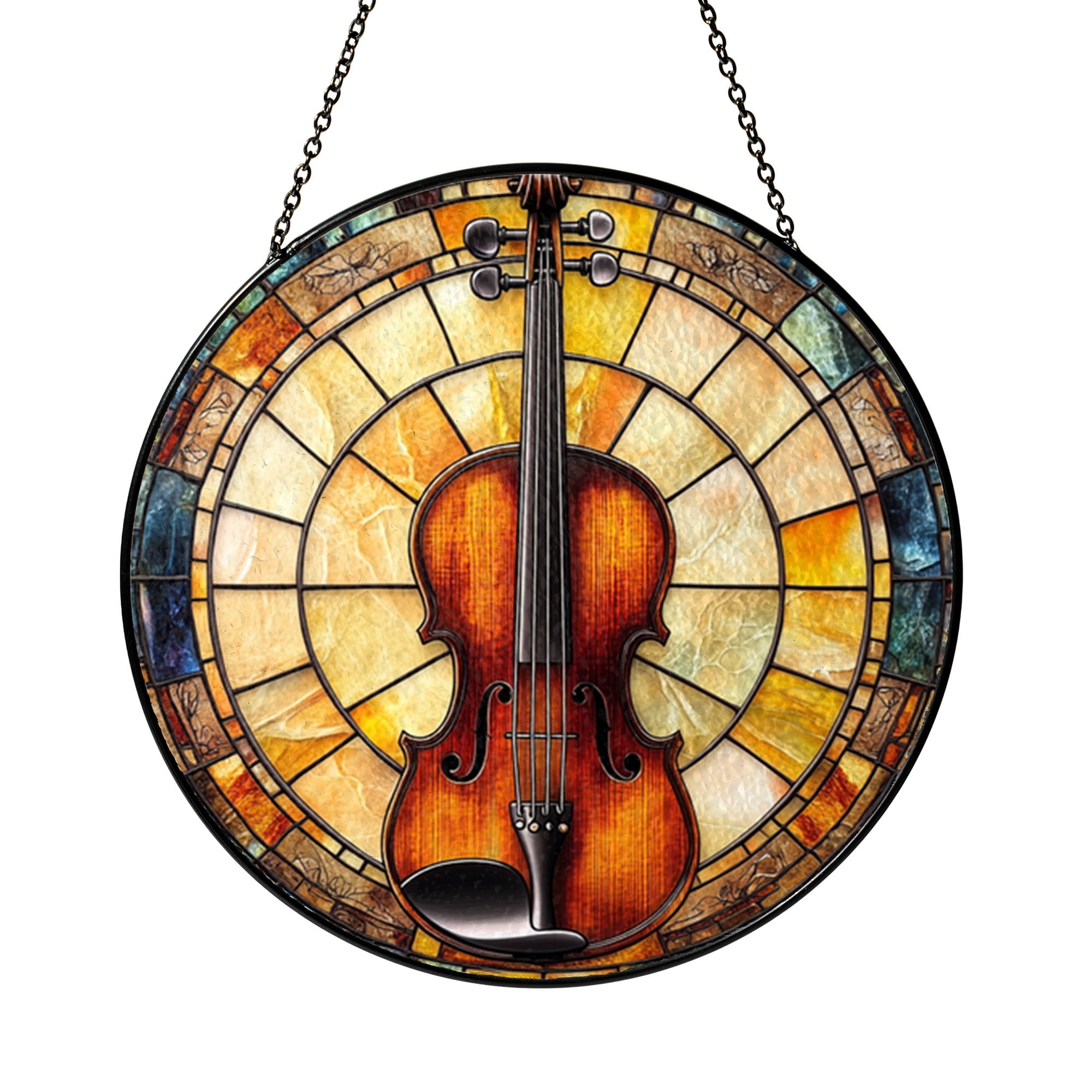Fantasy Violin Stained Glass Window Decor – Handmade String Instrument ...